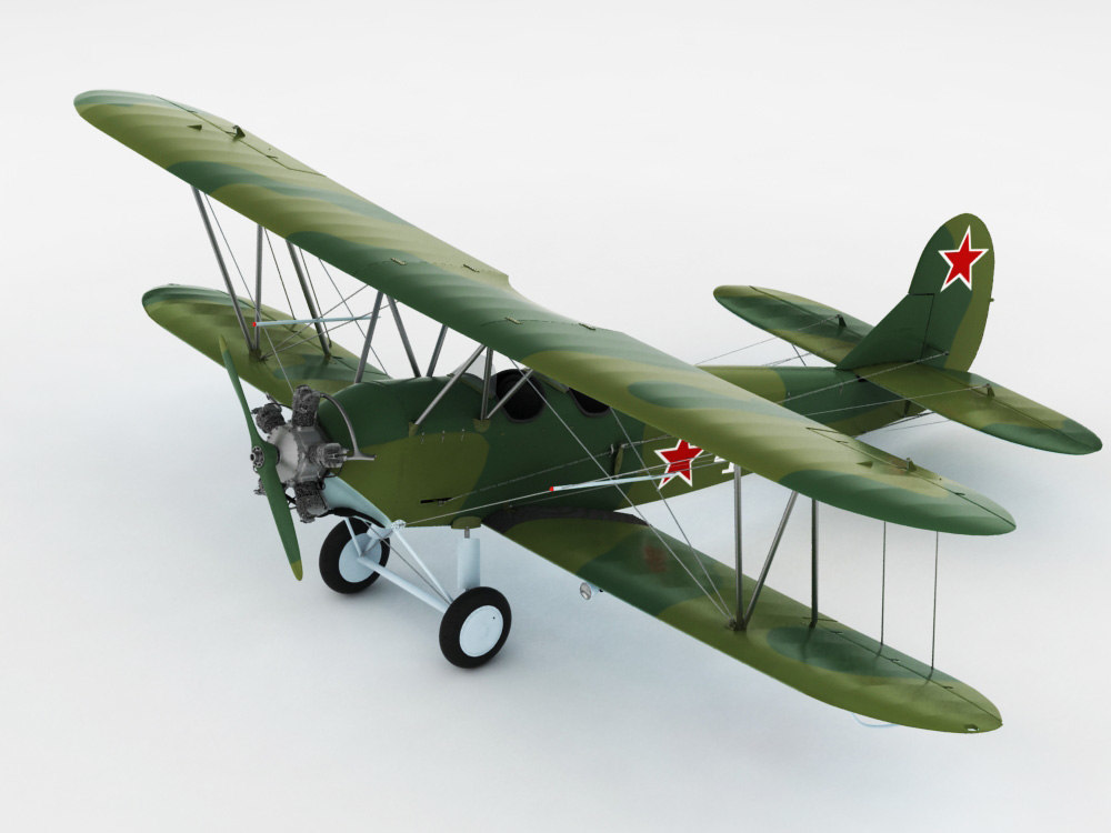 3d model of polikarpov po 2 soviet biplane